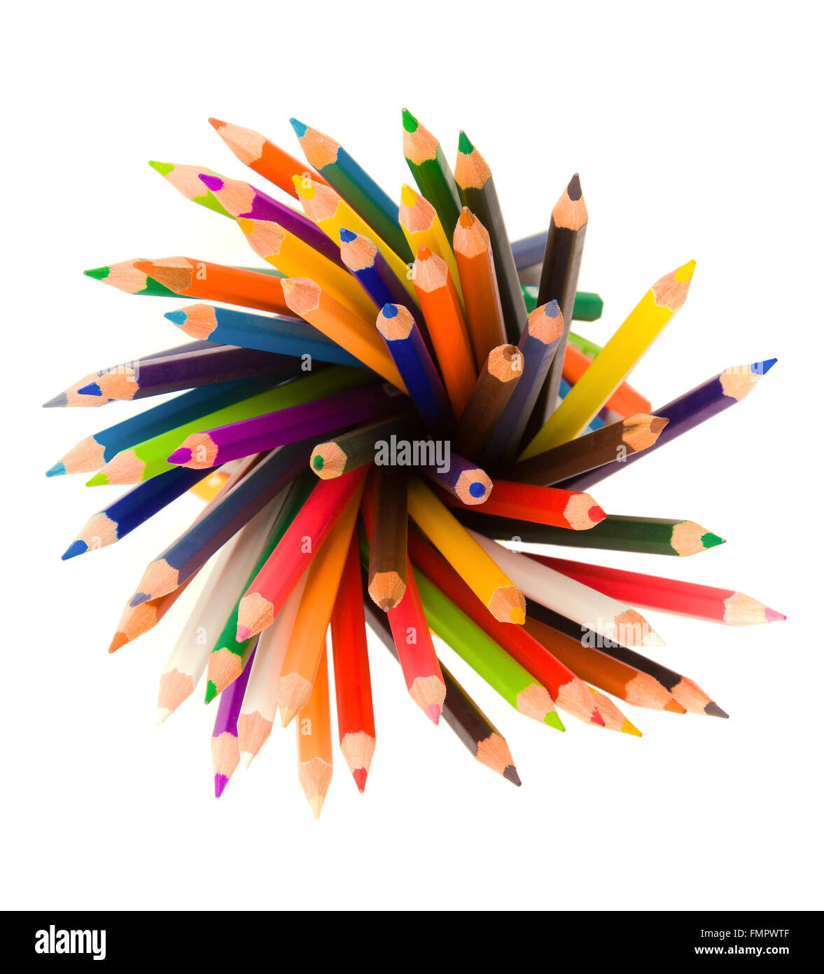 stack of colored pencils on white background Stock Photo - Alamy
