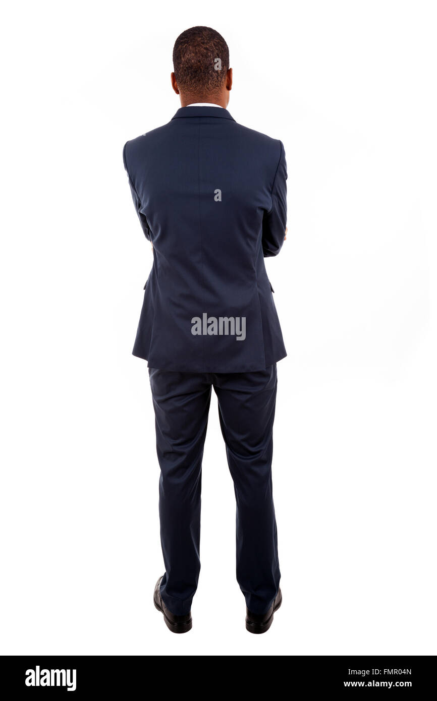 African American business man from the back over white background Stock ...