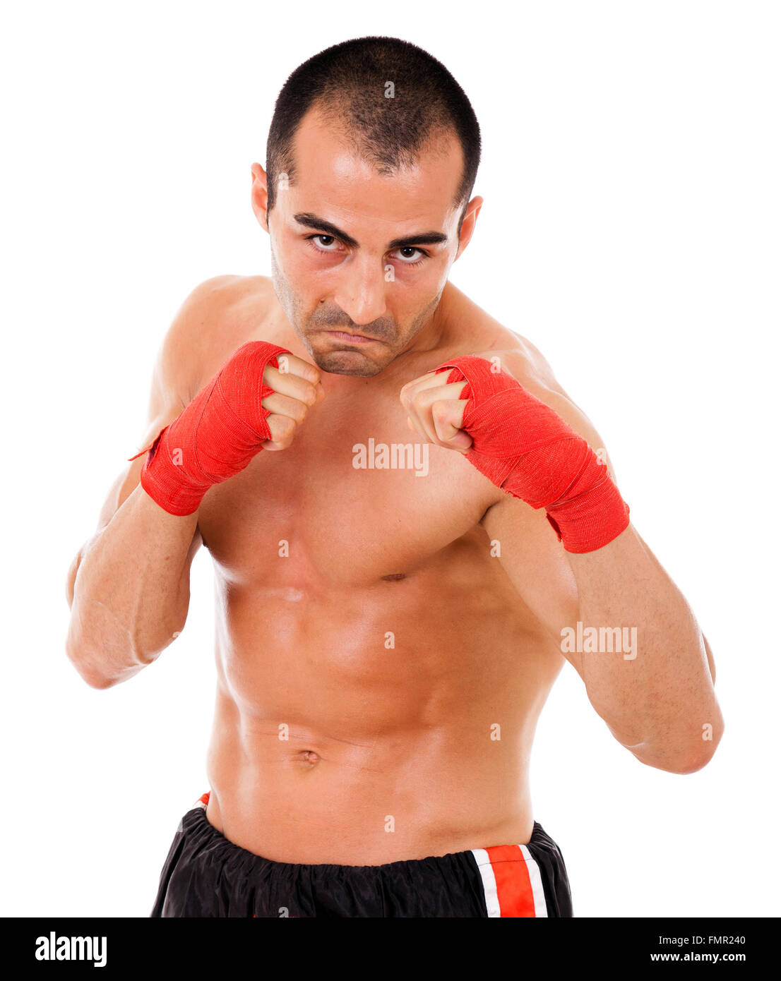 Portrait of young boxer man over white background Stock Photo - Alamy