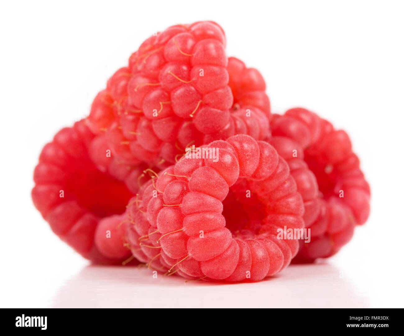 ripe red raspberry on white Stock Photo - Alamy
