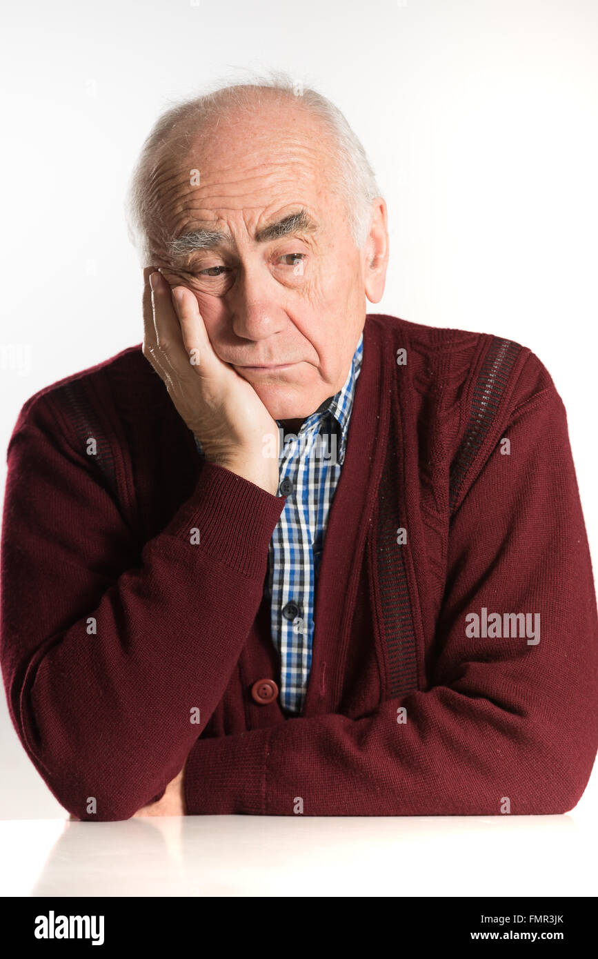 old senior man having problems, thinking, beeing serious Stock Photo ...