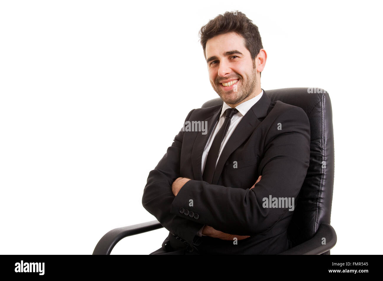 Smiling business man. Isolated over white background Stock Photo - Alamy