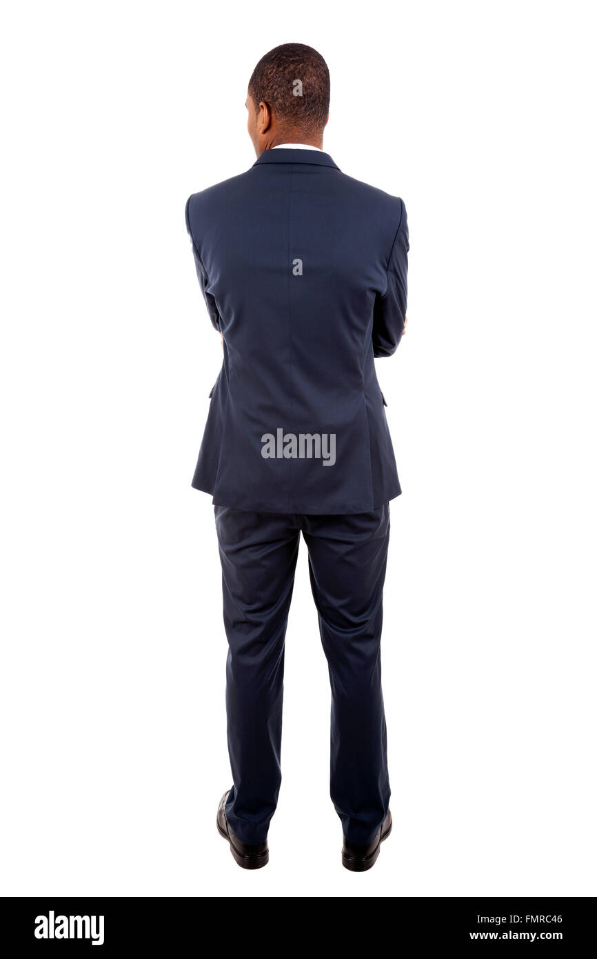Young business man from the back over a white background Stock Photo ...