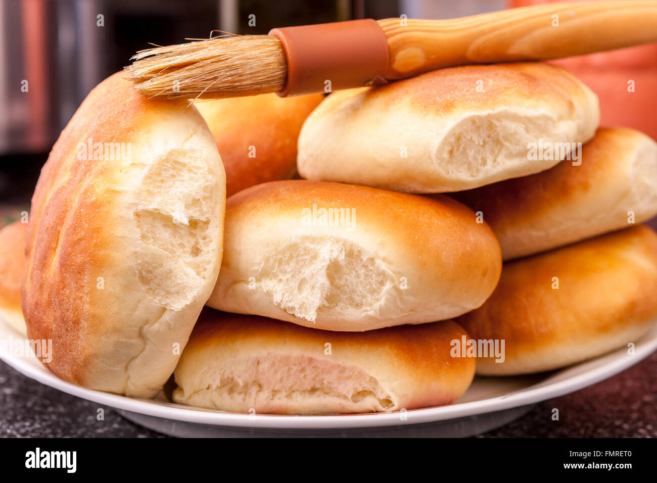 Stack of homemade buns Stock Photo - Alamy
