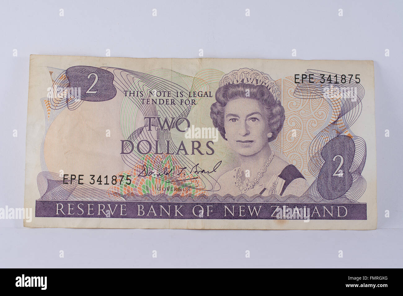 Vintage New Zealand Two Dollar Banknote Paper Money Stock Photo - Alamy