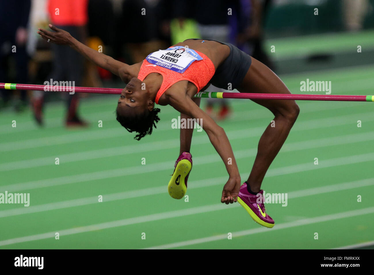 March 12, 2016 - CHAUNTE LOWE competes in the women's high jump during ...