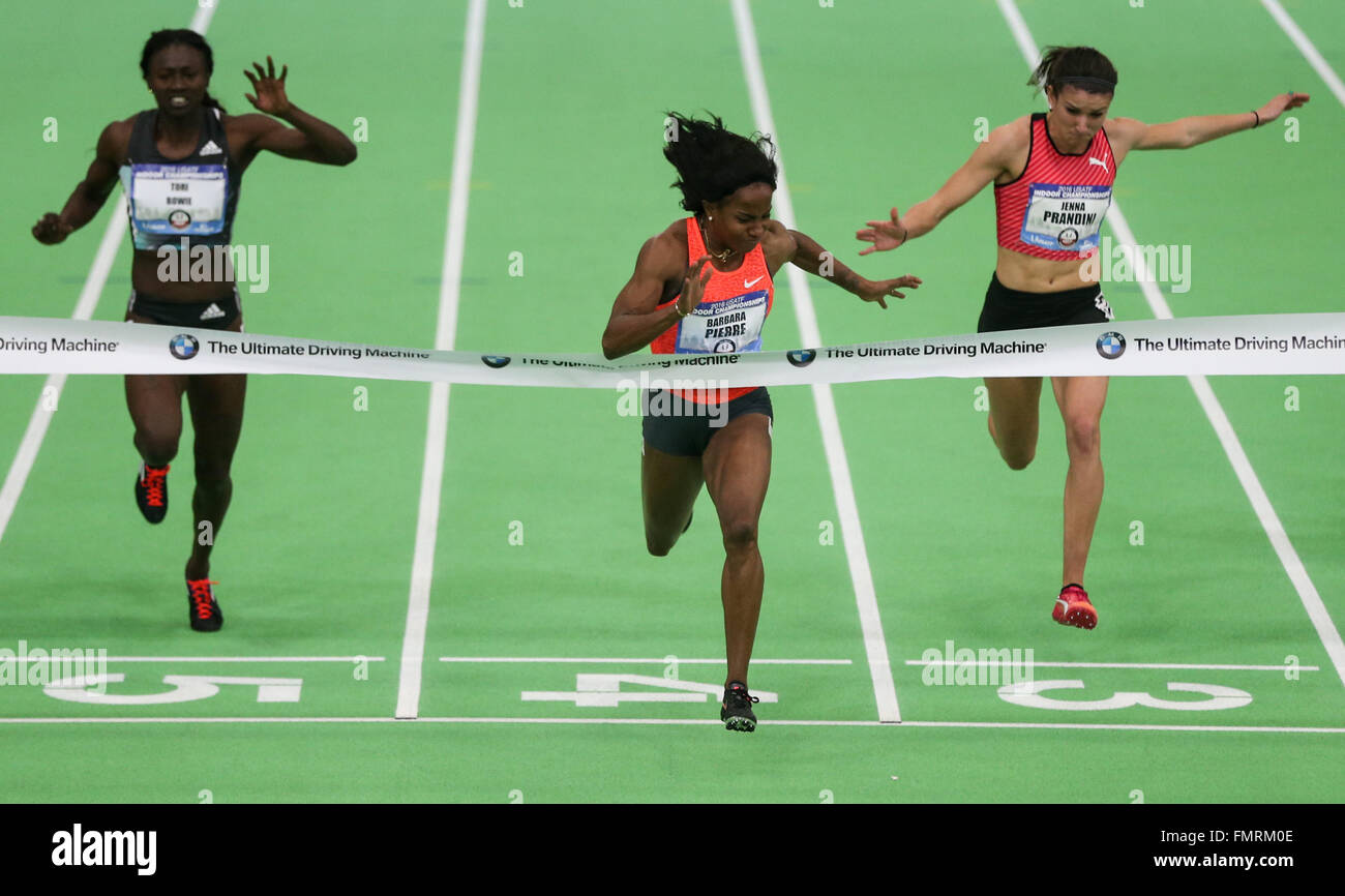 BARBARA PIERRE wins the 60m run finals during the 2016 USATF Indoor ...