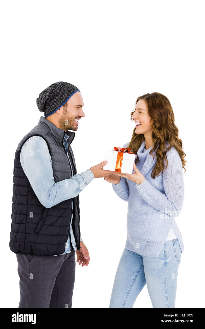 Man giving gift to woman Stock Photo - Alamy