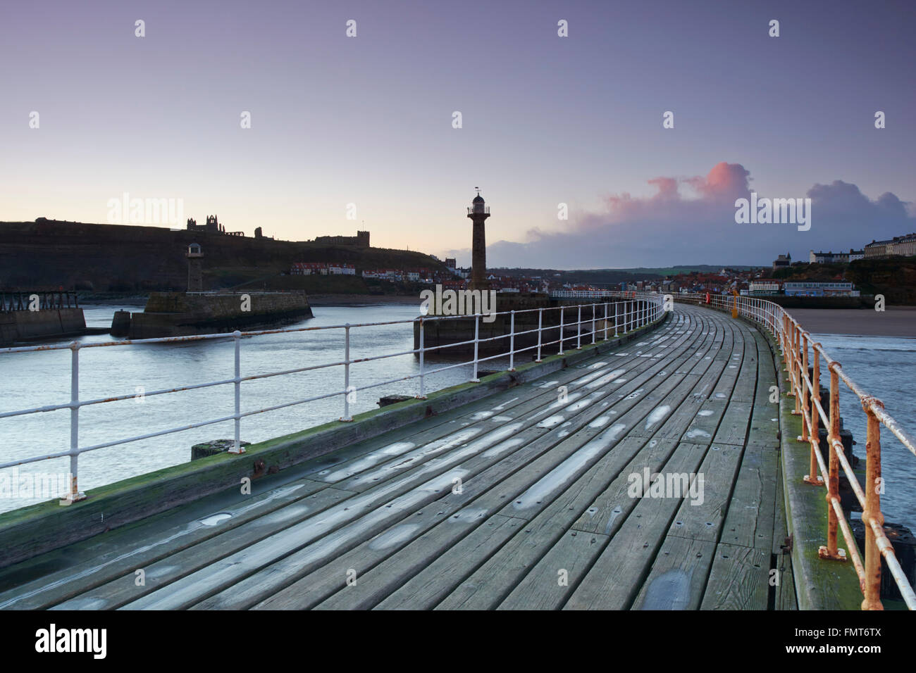 Whitby piers sunrise hi-res stock photography and images - Alamy