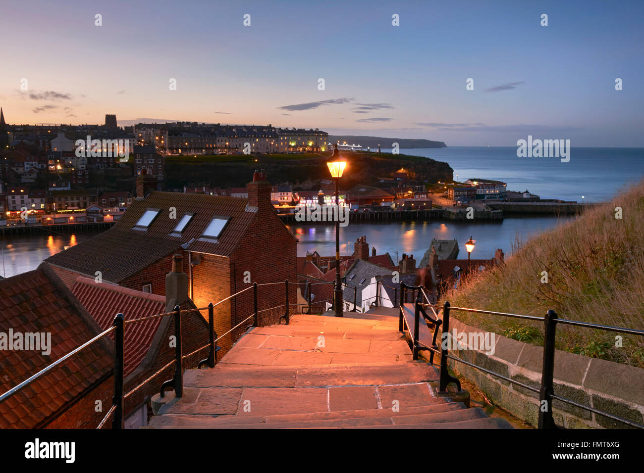 Whitby 199 steps sunset hi-res stock photography and images - Alamy
