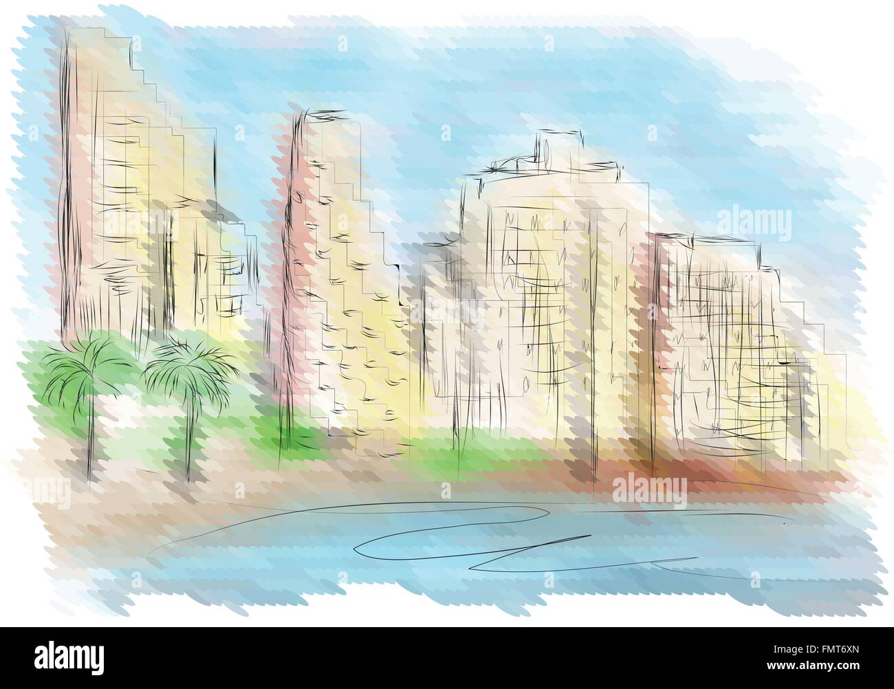 Tel Aviv. abstract city on multicolor background Stock Vector Image ...