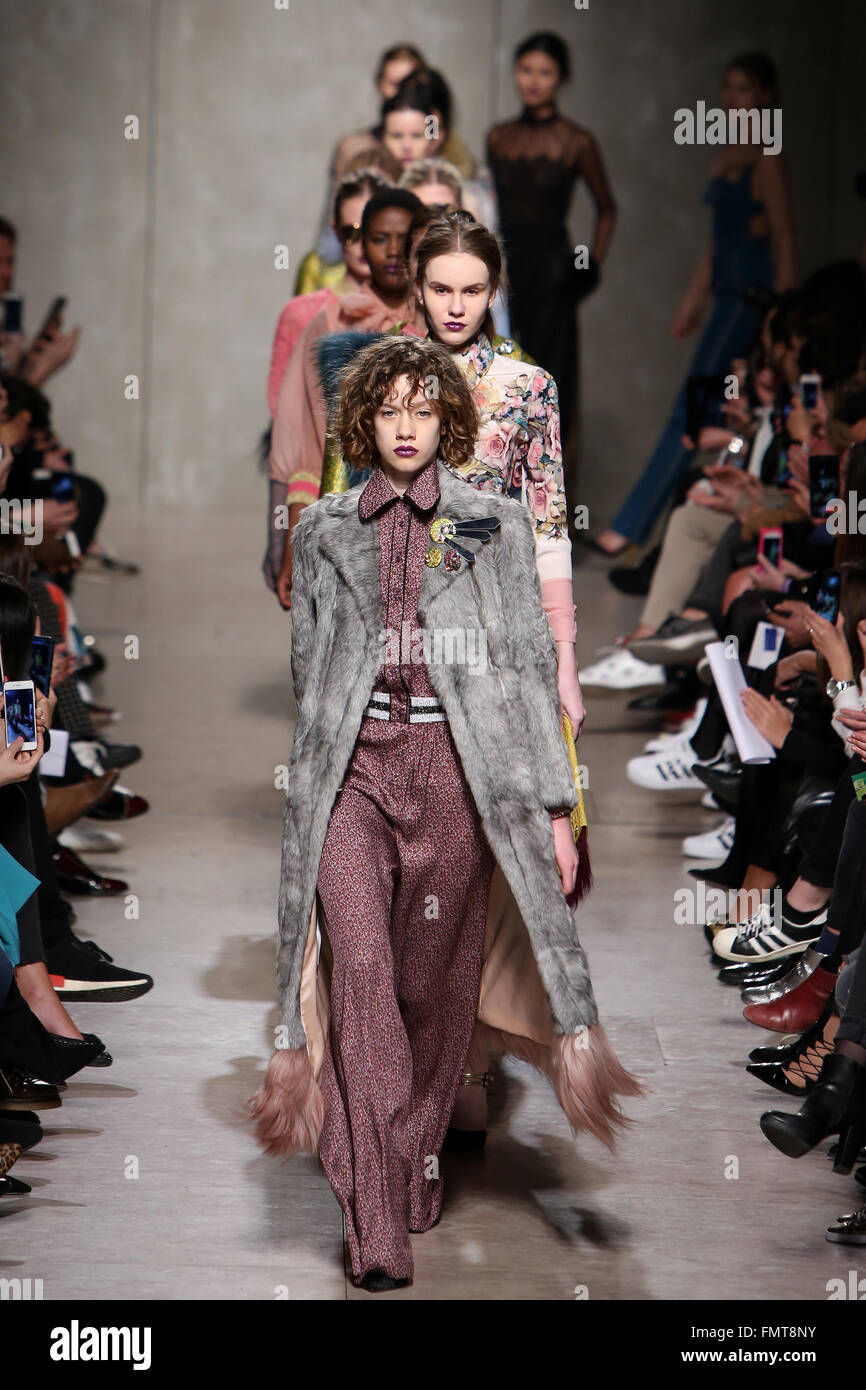 Lisbon, Portugal. 12th Mar, 2016. Models present creations from the ...