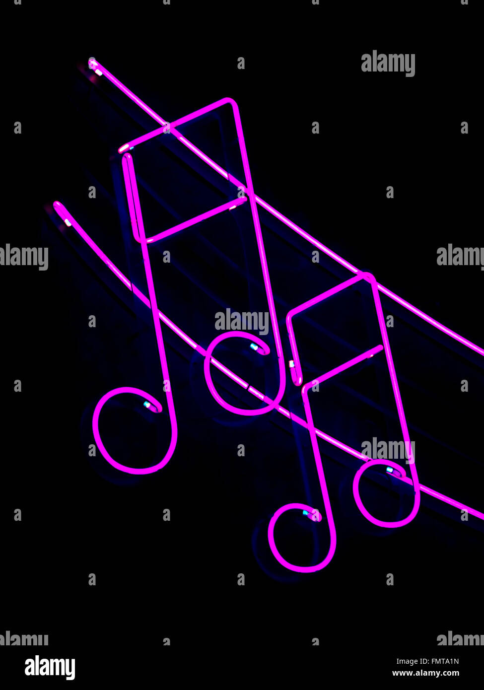 neon musical note in black Stock Photo - Alamy