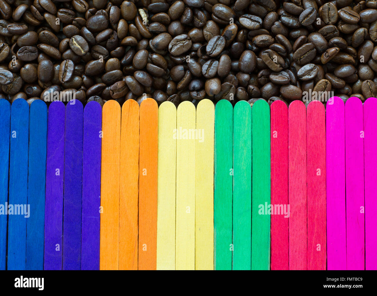 coffee bean and wooden stick background Stock Photo - Alamy