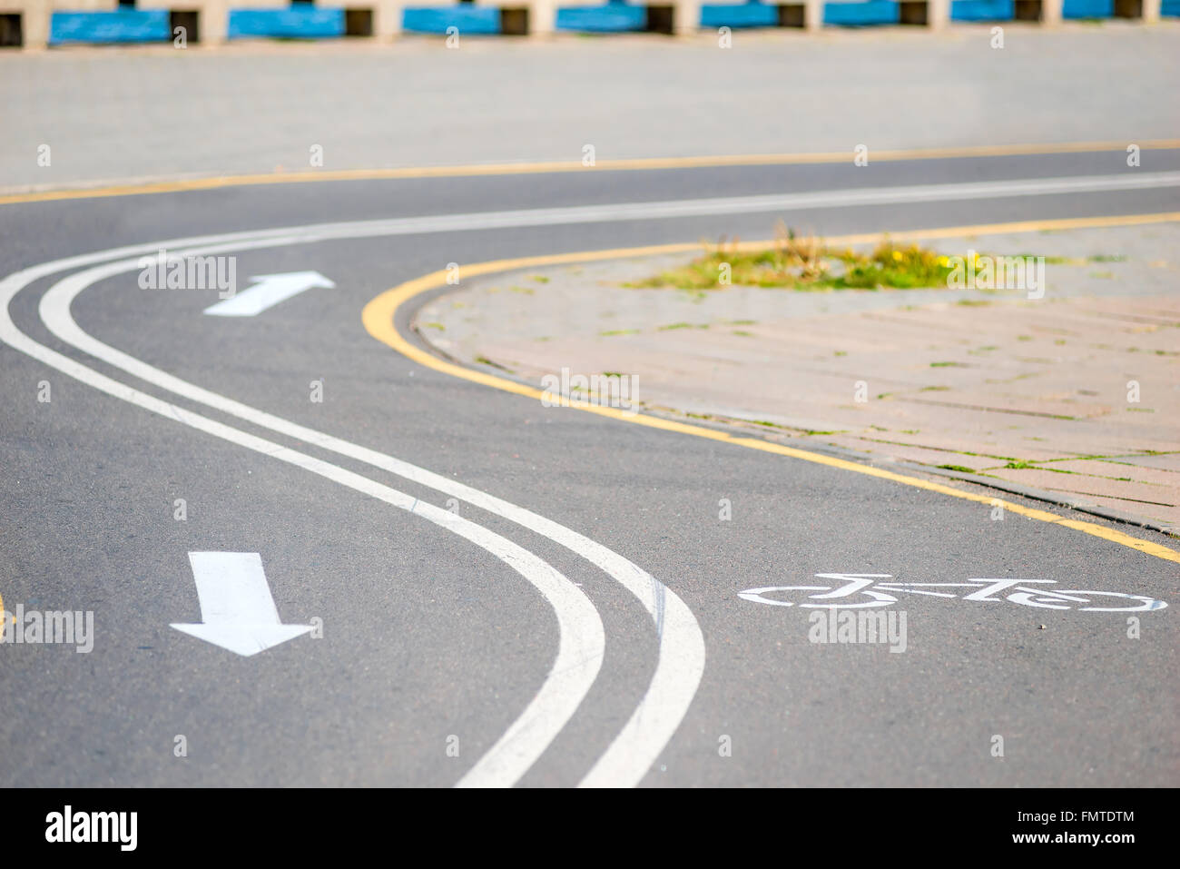 bike path in the park with the direction of movement notation Stock ...