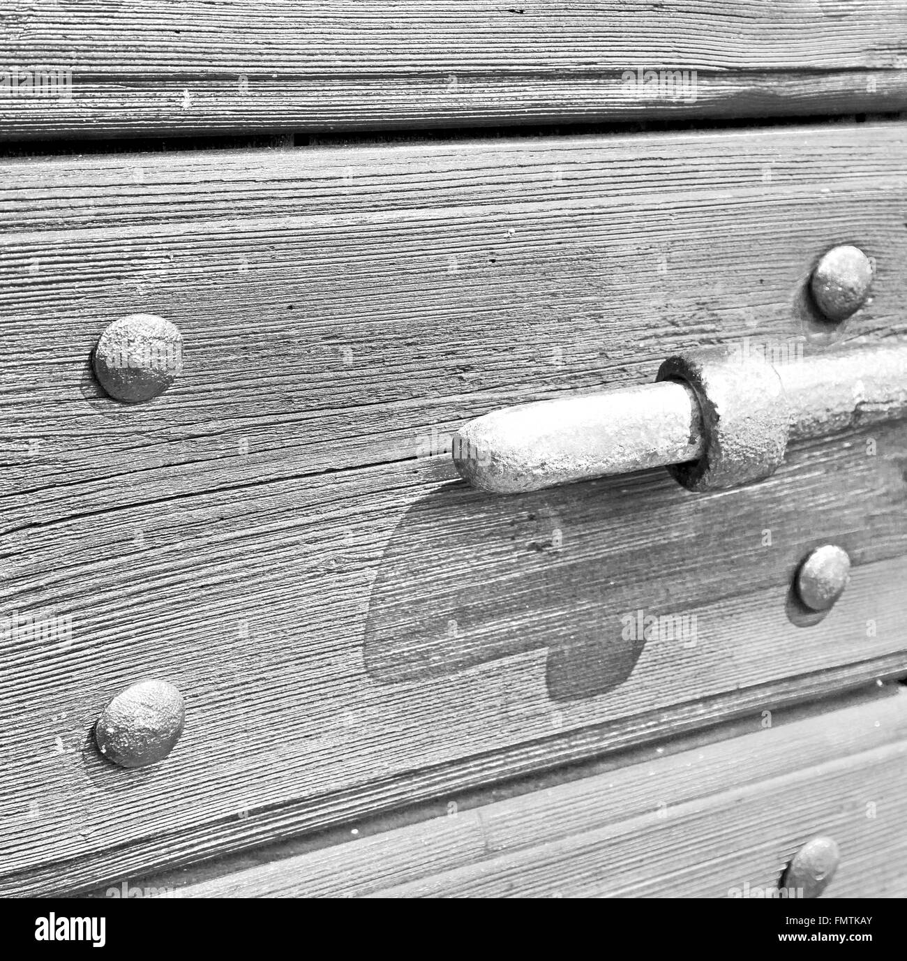 europe old in italy antique close brown door and rusty lock closeup ...