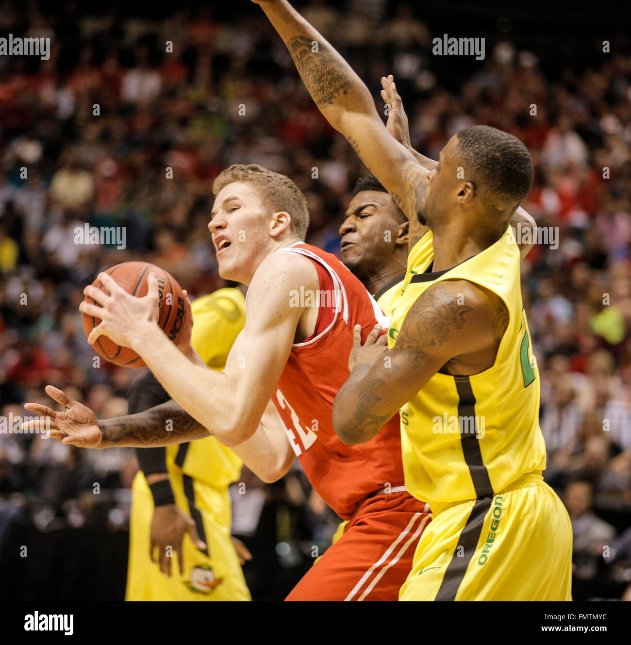Las Vegas, NV, USA. 12th Mar, 2016. Utah F # 42 Jakob Poeltl game stats ...