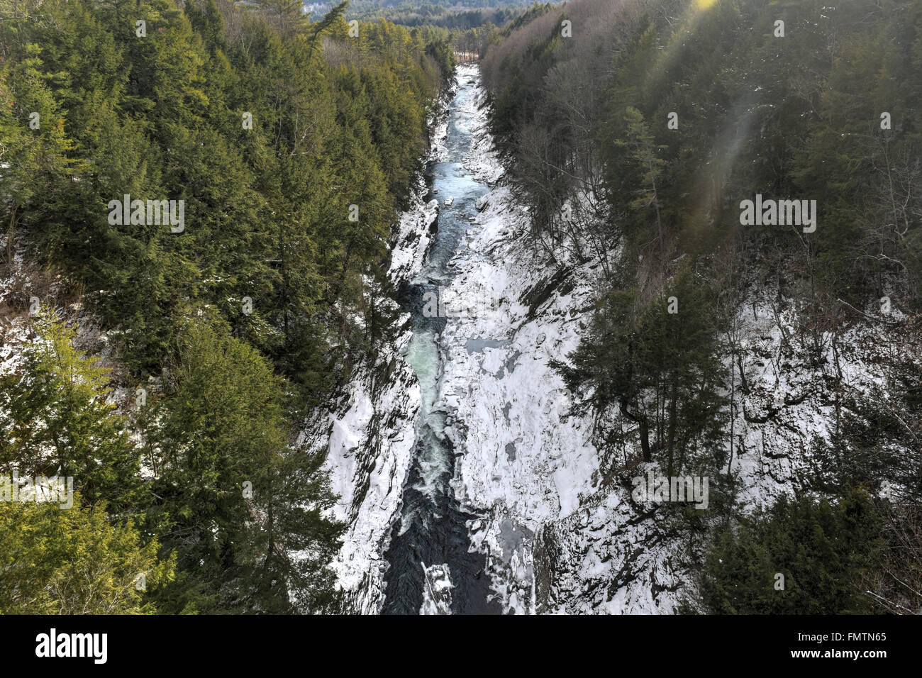 Quechee Gorge and River in Vermont during the winter Stock Photo - Alamy