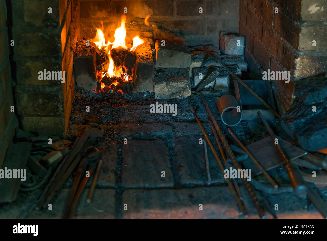 the furnace in the forge close up Stock Photo - Alamy
