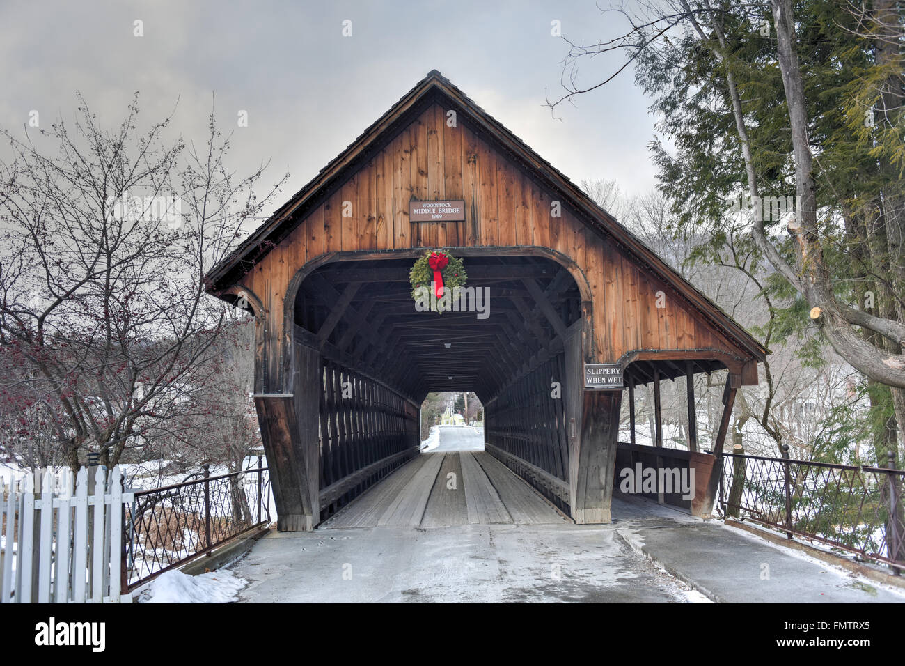 Middle Covered Bridge in Woodstock, Vermont Stock Photo - Alamy