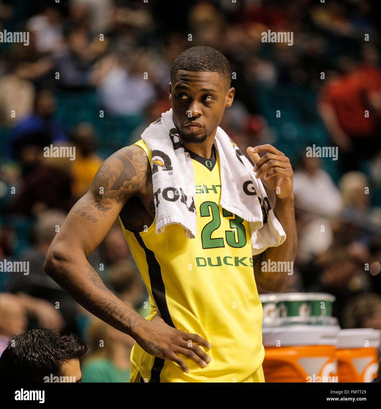 Las Vegas, NV, USA. 12th Mar, 2016. Oregon F # 23 Elgin Cook game stats ...