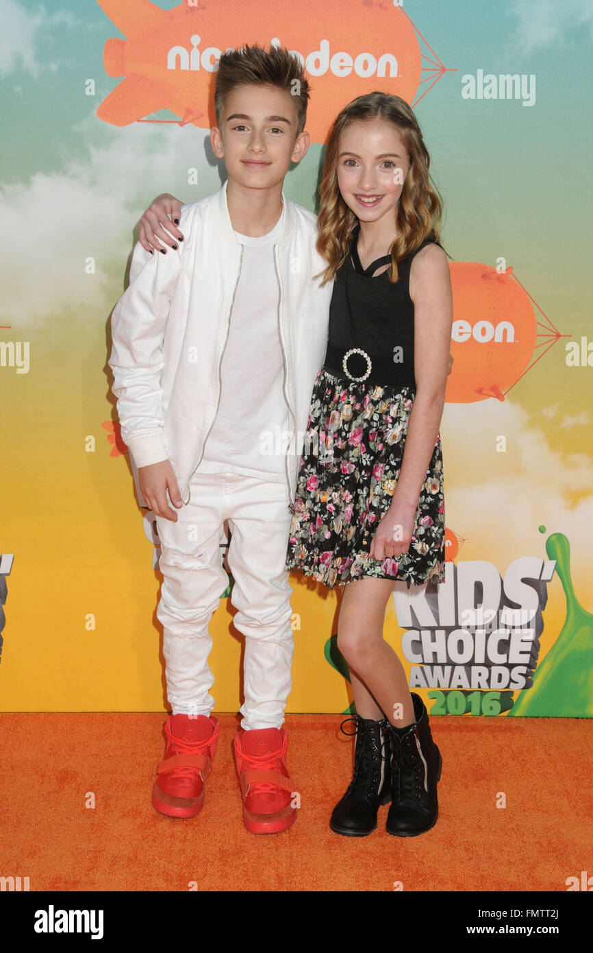 Inglewood, CA, USA. 12th Mar, 2016. Johnny Orlando, Lauren Orlando ...
