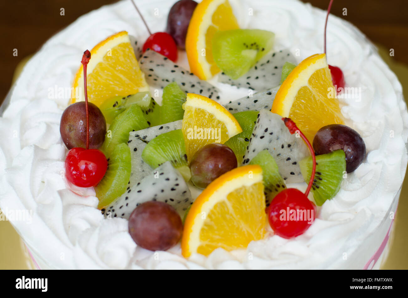 fruits cake with orange and other fruits Stock Photo - Alamy