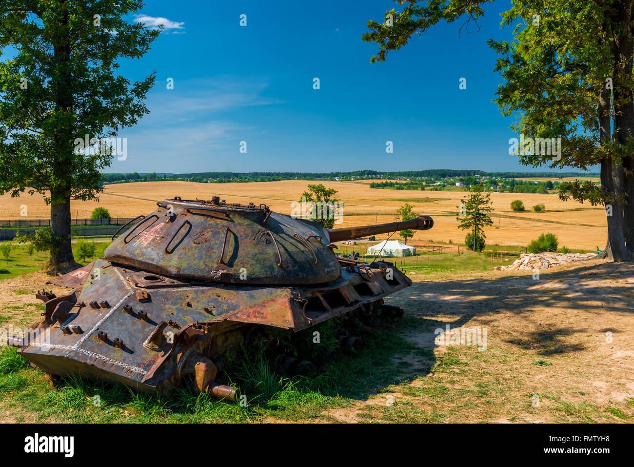 heavy military tank IS-3 rusty in the field Stock Photo - Alamy
