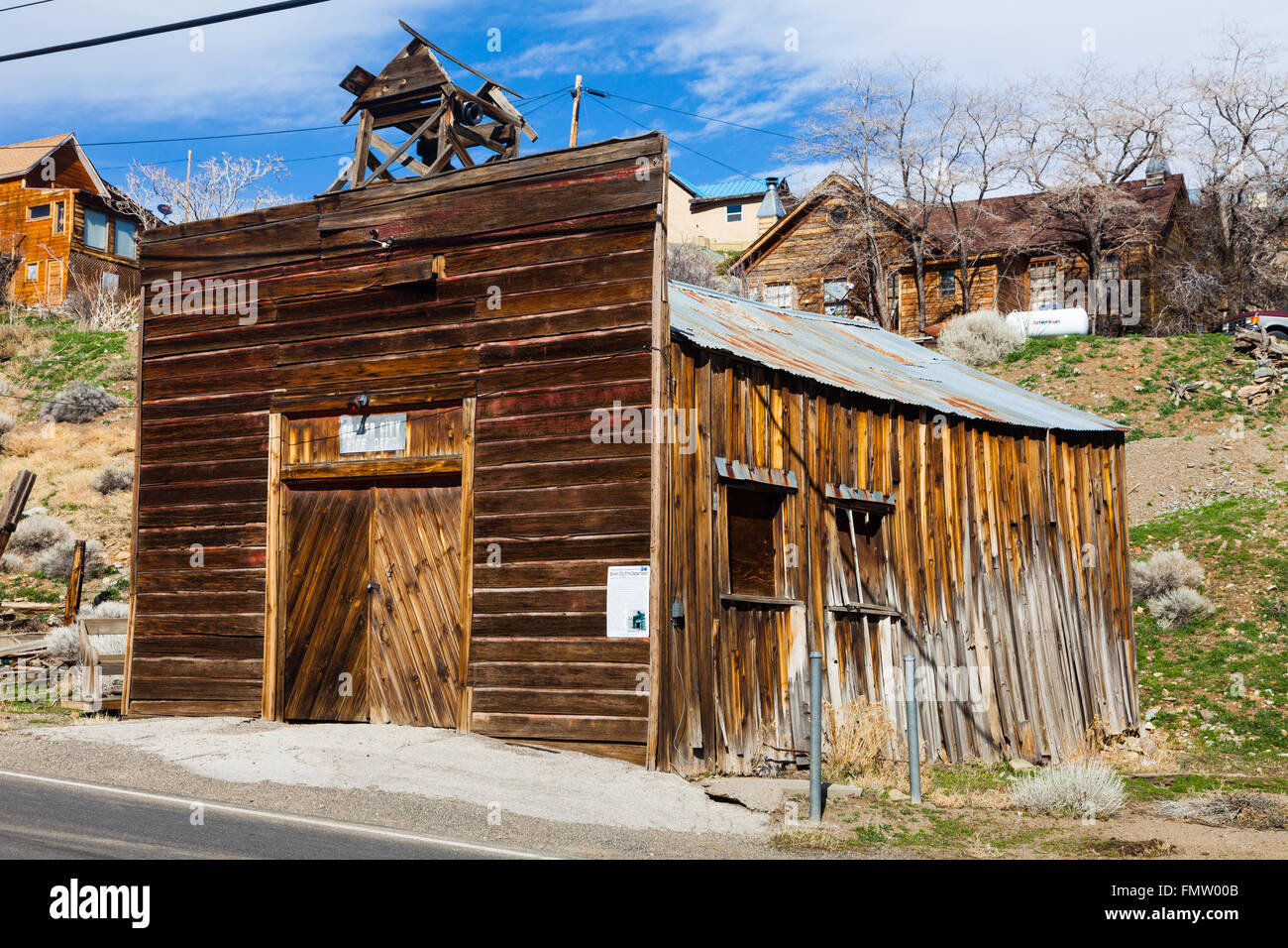 Old Fire Hall in the community of Silver City, Nevada, USA Stock Photo ...