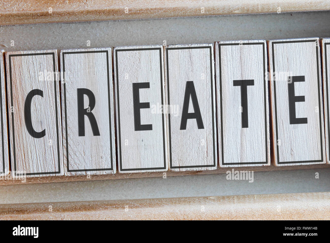 Create word written on wood Stock Photo - Alamy