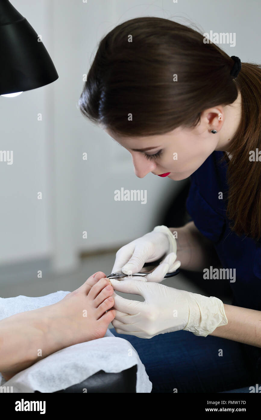 Close-up shot of pedicure process Stock Photo - Alamy