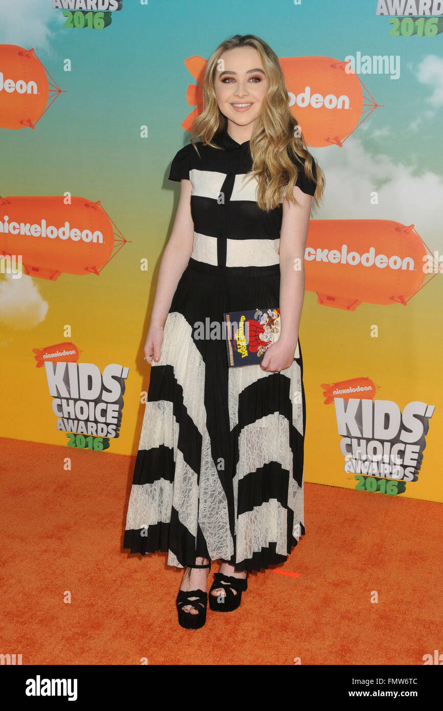 Inglewood, CA, USA. 12th Mar, 2016. Sabrina Carpenter. 2016 Nickelodeon ...