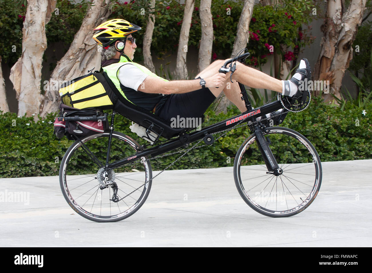 Recumbent, reclined, bicycle, riding, on, Venice Beach,Santa Monica,Los ...