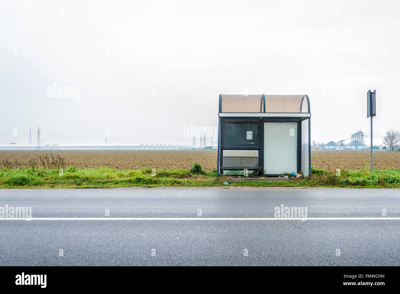 Isolated bus stop Stock Photo - Alamy Isolated bus stop Stock Photo - Alamy