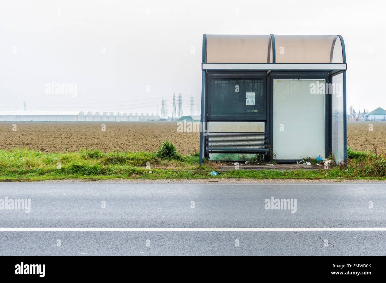 Isolated bus stop with copyspace Stock Photo - Alamy