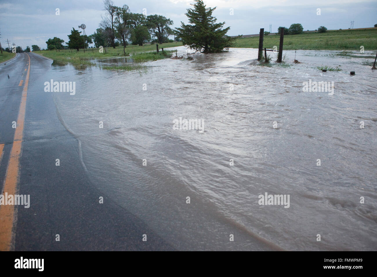 Flooded Highway due to a stream that over-ran its banks in Randall ...