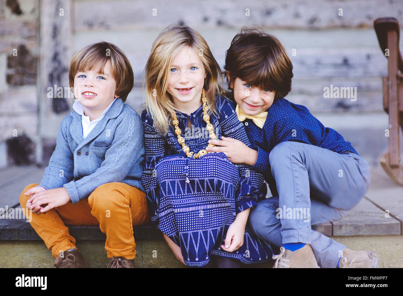 Portrait of three children Stock Photo - Alamy