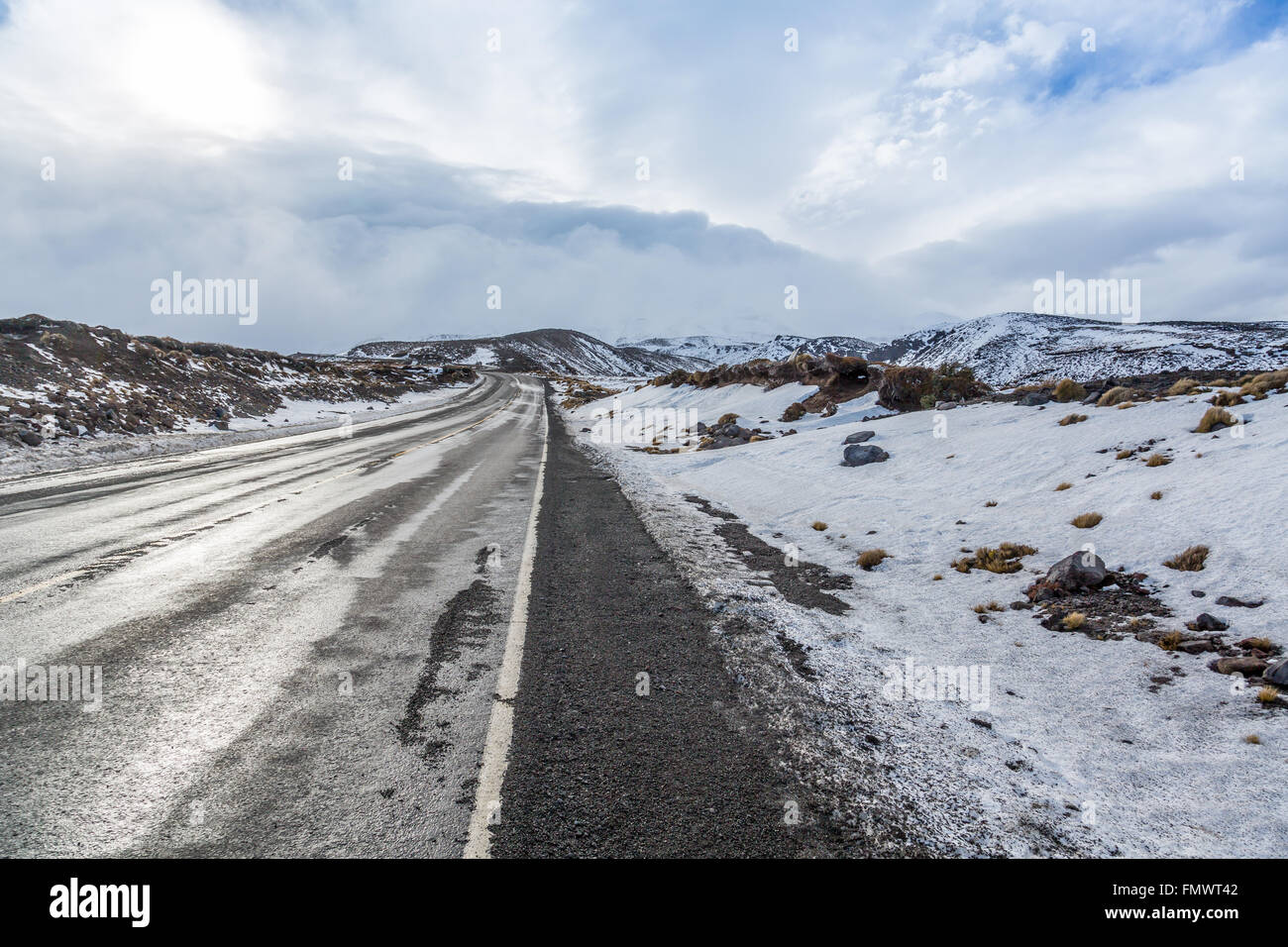 Icy Road in New Zealand Stock Photo - Alamy