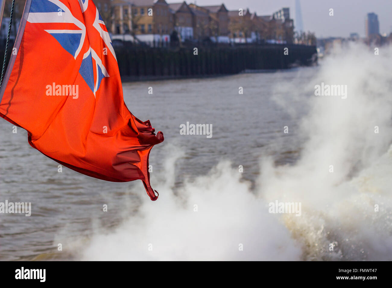 Union Jack flag over Thames river in London Stock Photo - Alamy