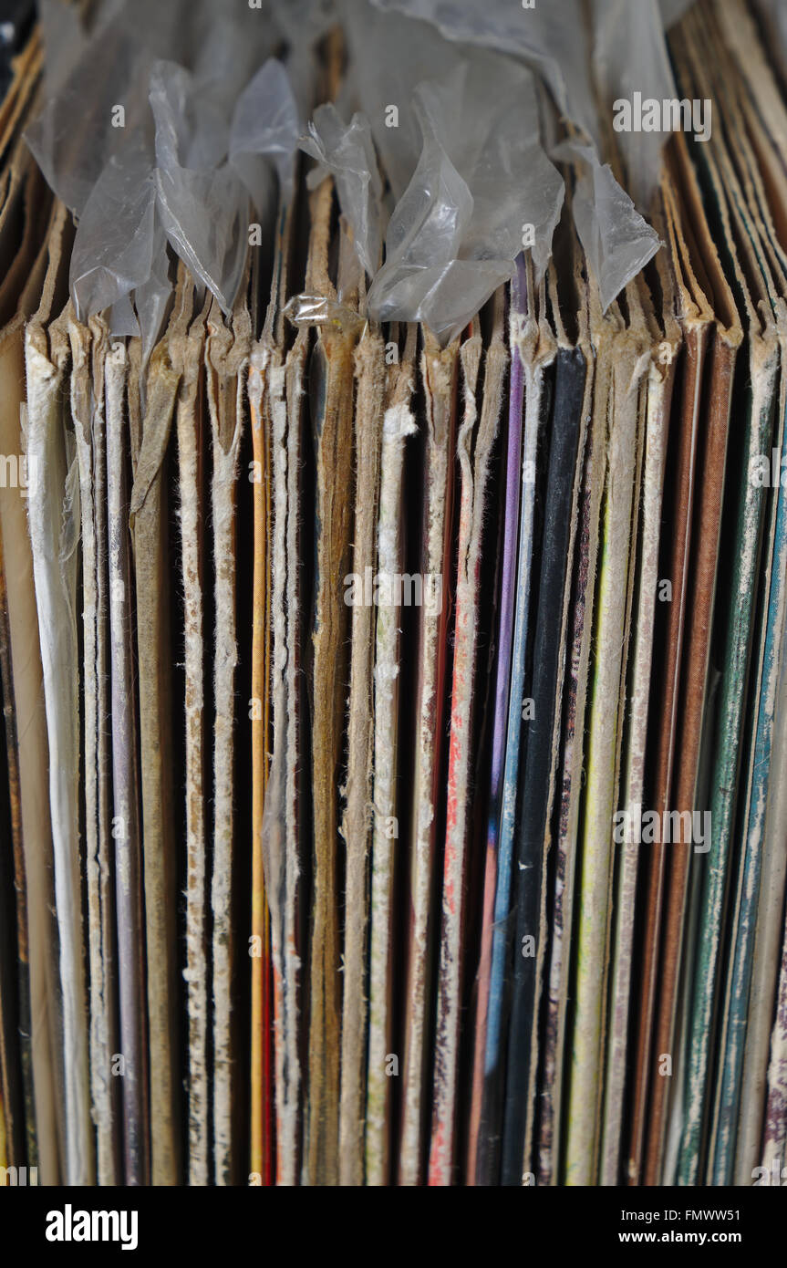 Stack of old vinyl records. Vintage and retro themes Stock Photo - Alamy