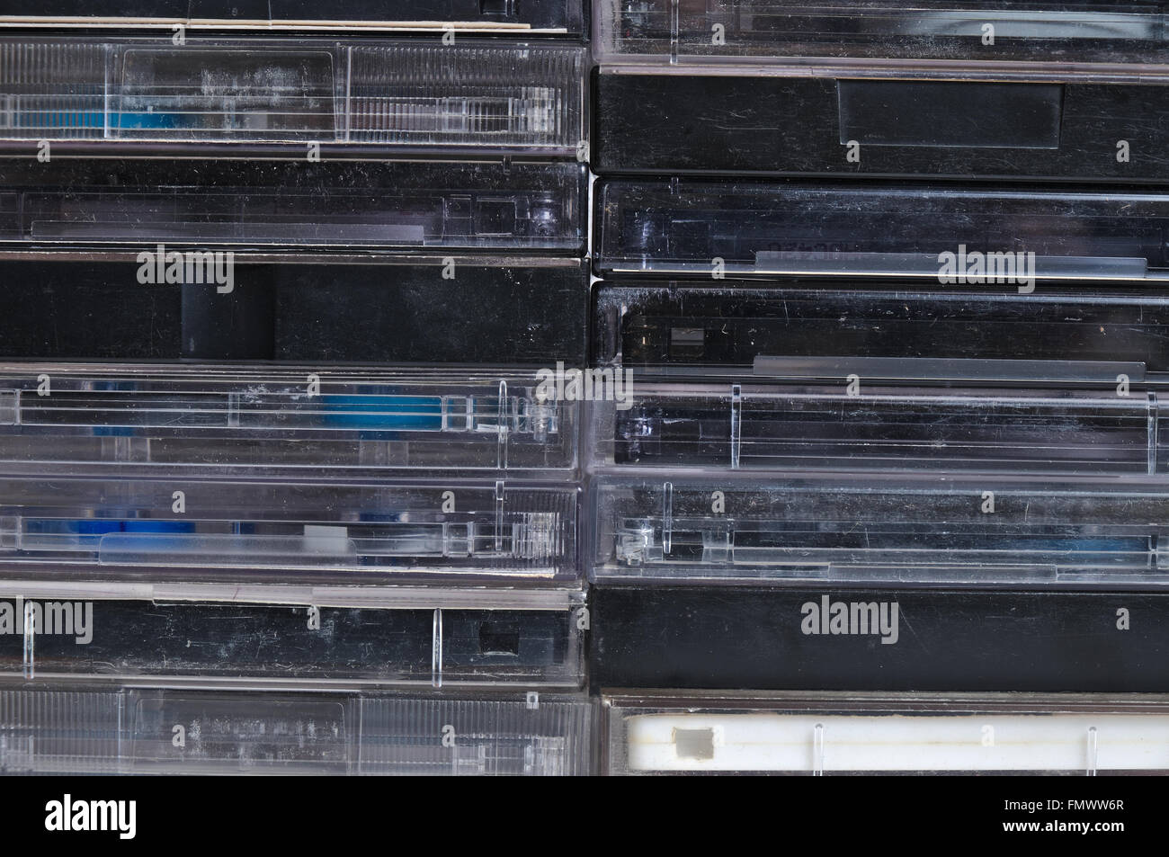 Collection of magnetic tape audio cassettes. Vintage and retro ...