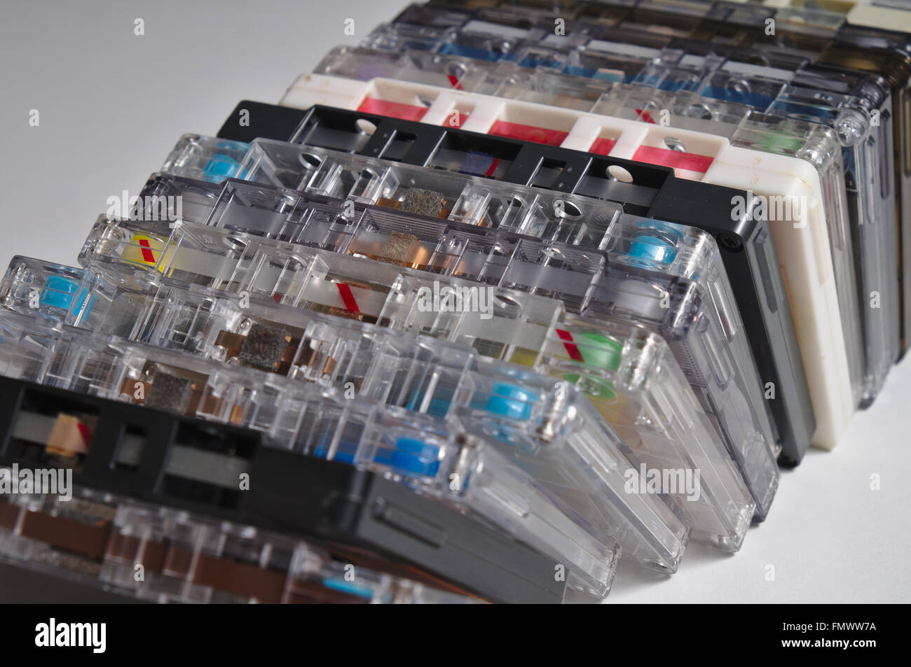 Collection of magnetic tape audio cassettes. Vintage and retro ...