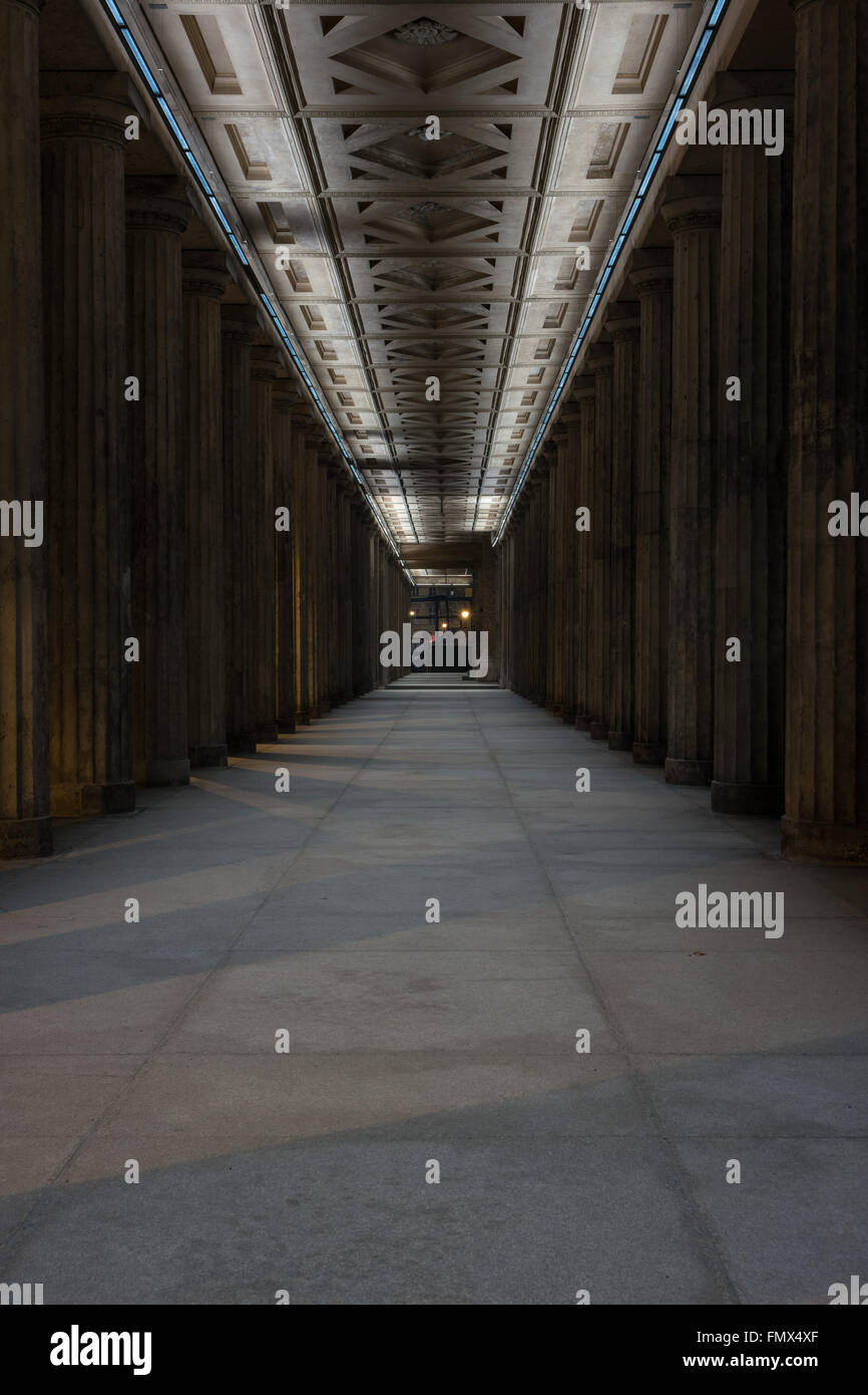 Colonnade receding into the distance. Evening illumination Stock Photo ...