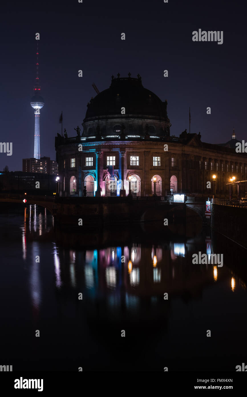 The Bode Museum at night. State Art Museum. Located on the Museum ...