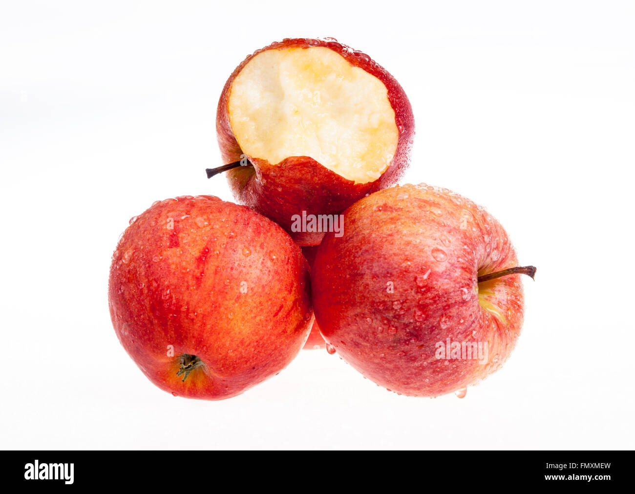one red apple biten off with isolated background Stock Photo - Alamy