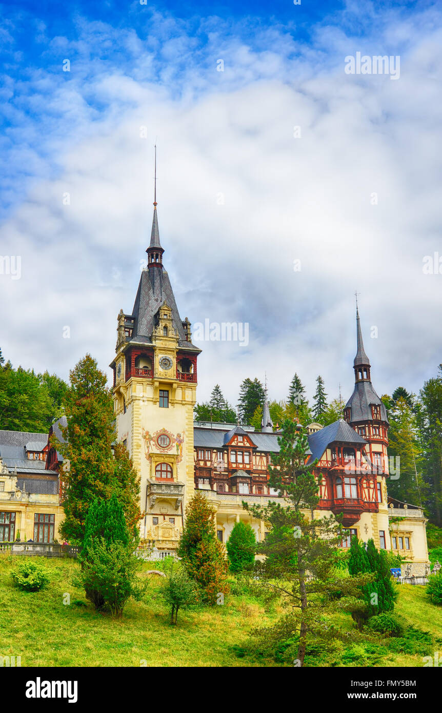 Great Pelesh castle in Sinaia, Romania.HDR image Stock Photo - Alamy