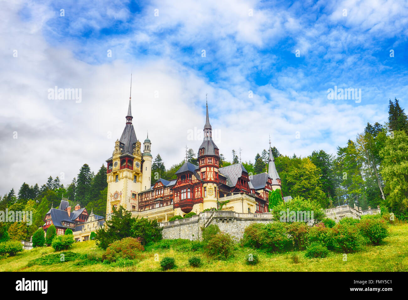 Great Pelesh castle in Sinaia, Romania.HDR image Stock Photo - Alamy