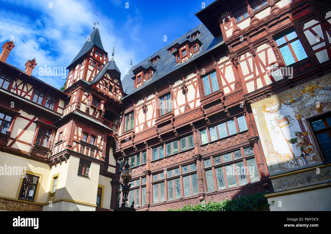 Great Pelesh castle in Sinaia, Romania.HDR image Stock Photo - Alamy