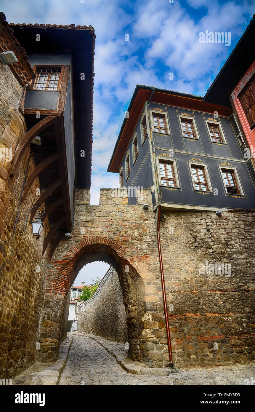 Typical architecture,historical medieval houses,Old city street view ...