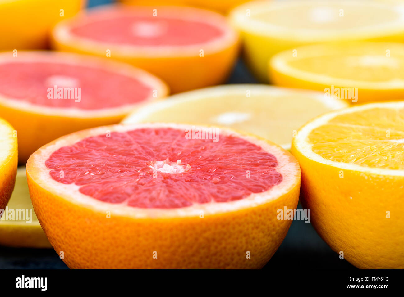Orange, Grapefruit And Lemon Citrus Fruit Slices Stock Photo - Alamy